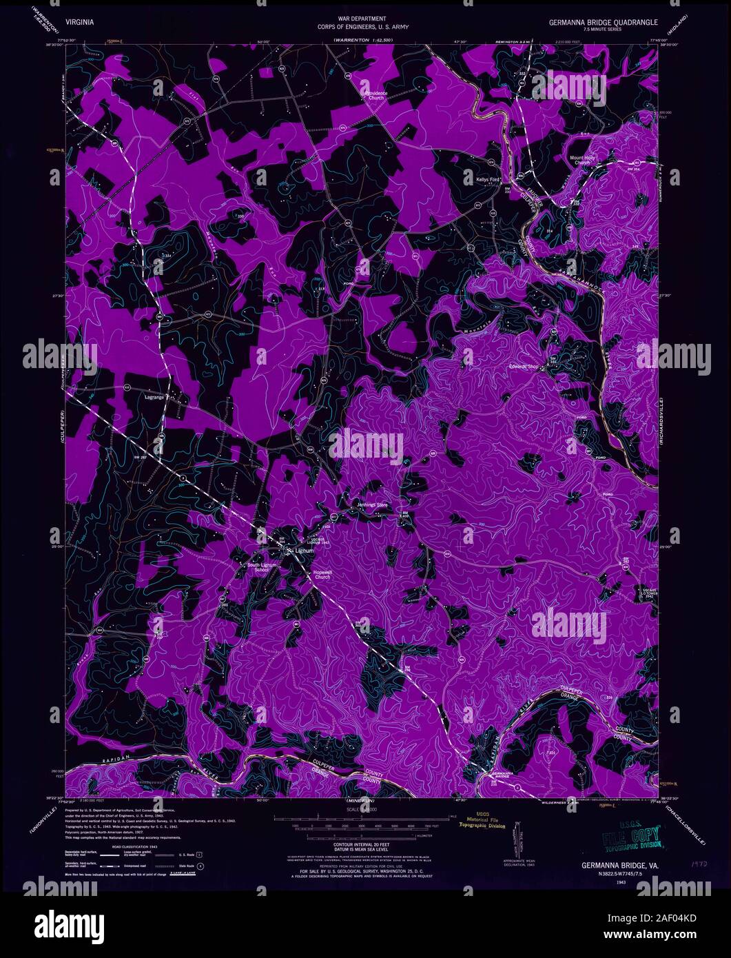 VA Germanna Bridge 185111 1943 24000 Inverted Stock Photo - Alamy