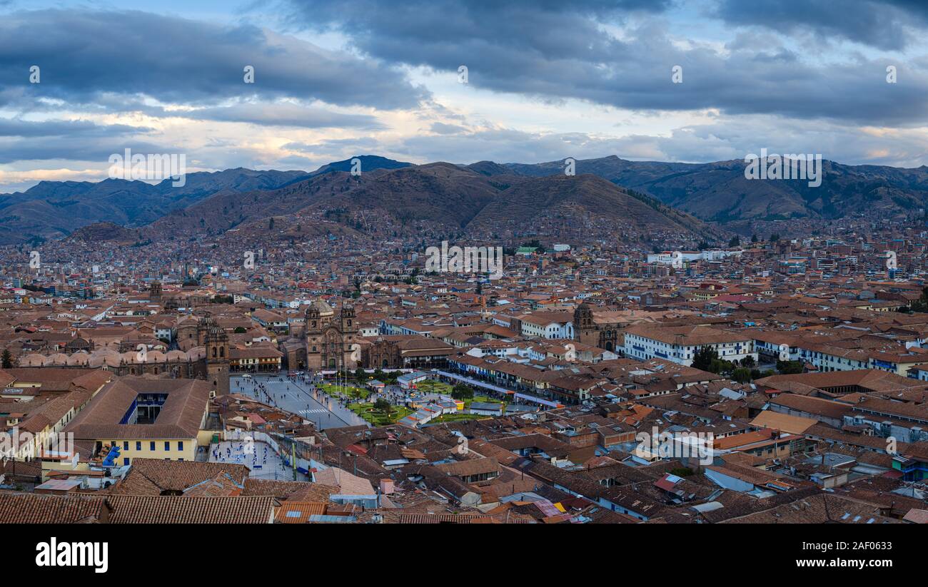 CUSCO, PERU - CIRCA SEPTEMBER 2019: Panoramic view of Cusco, the old ...