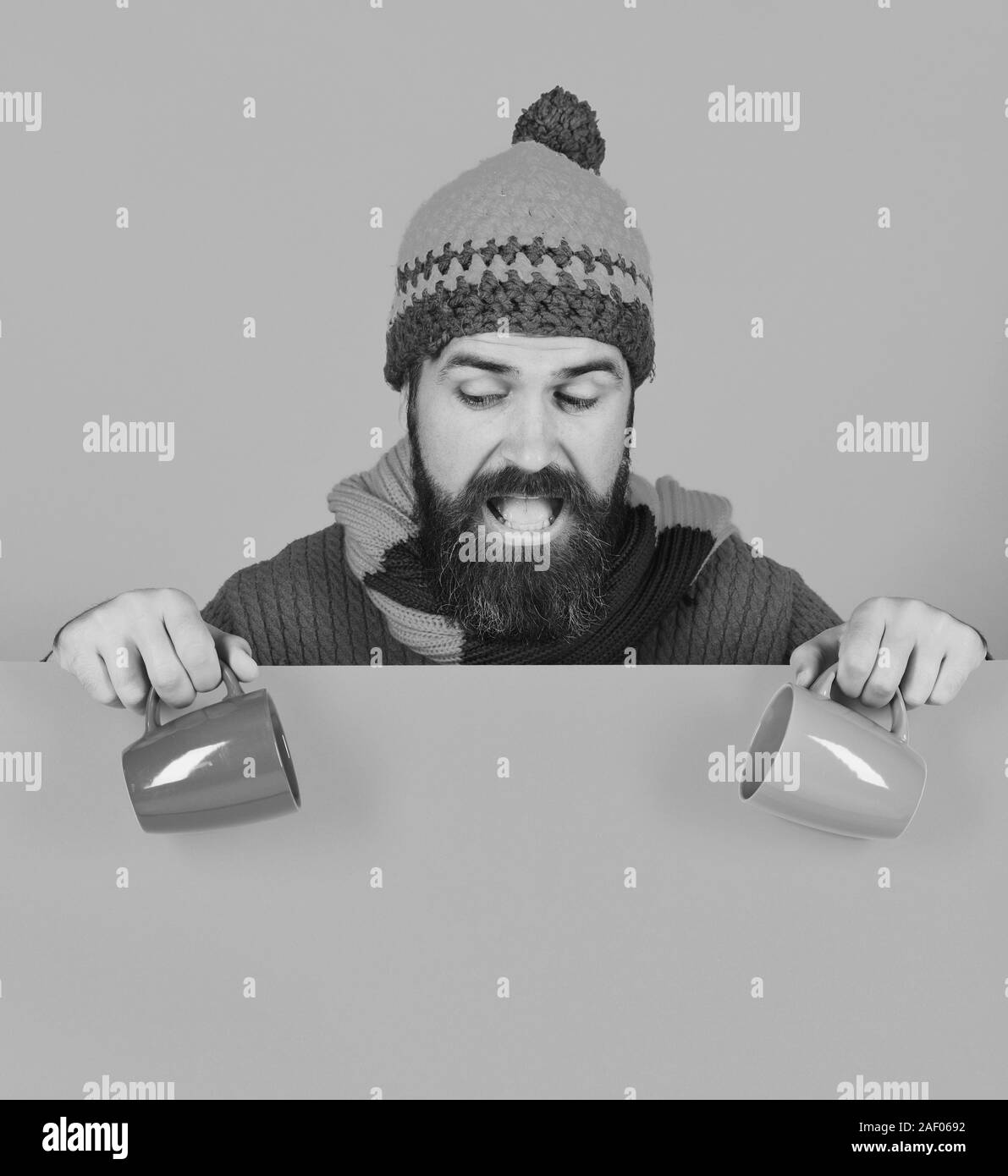 Face mustache blue hat Black and White Stock Photos & Images - Alamy