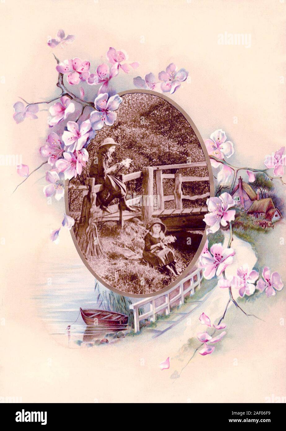 Victorian floral greetings card design, A6 size, No. 31 Stock Photo - Alamy