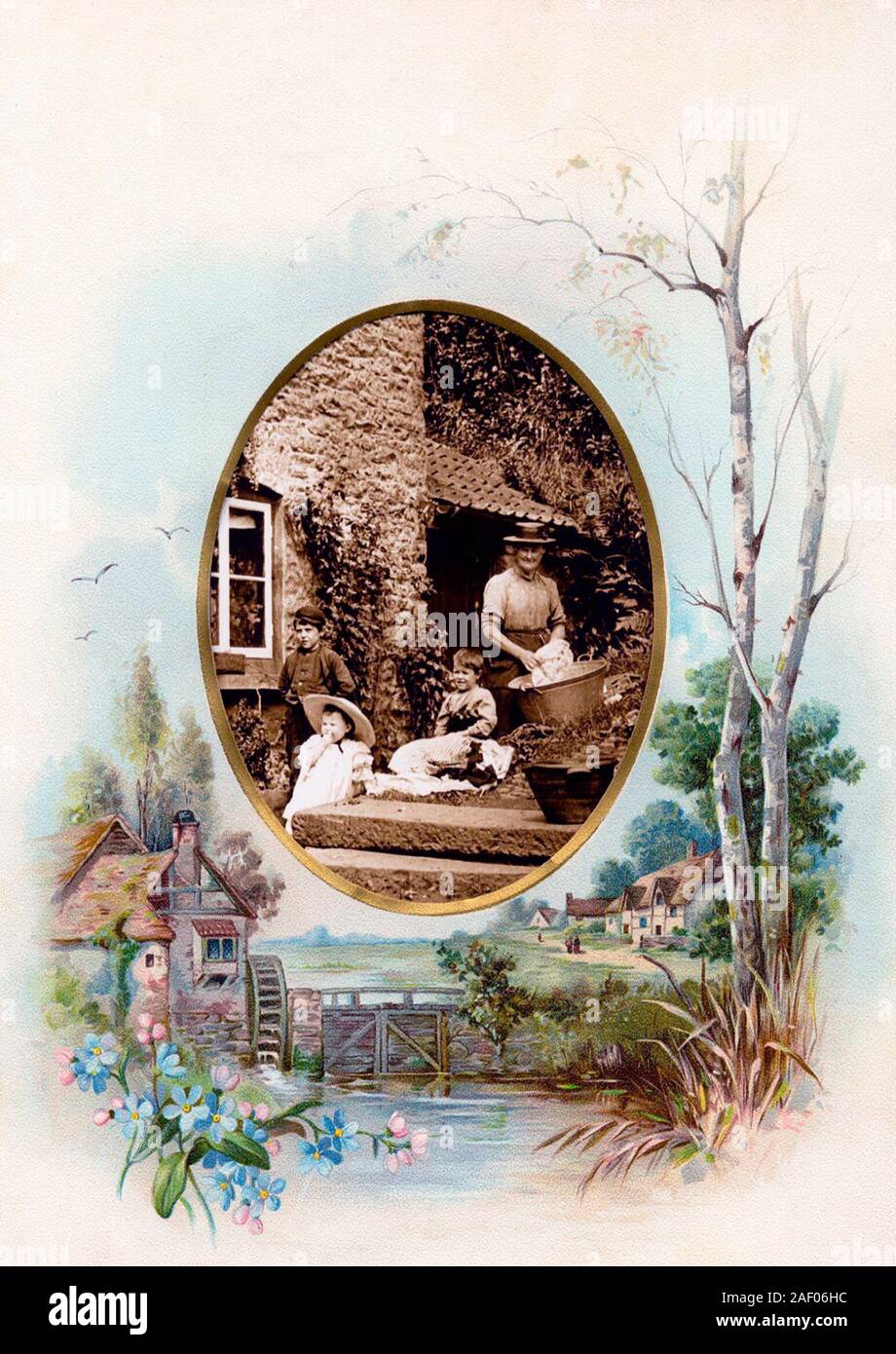 Victorian floral greetings card design, A6 size, No. 15 Stock Photo - Alamy