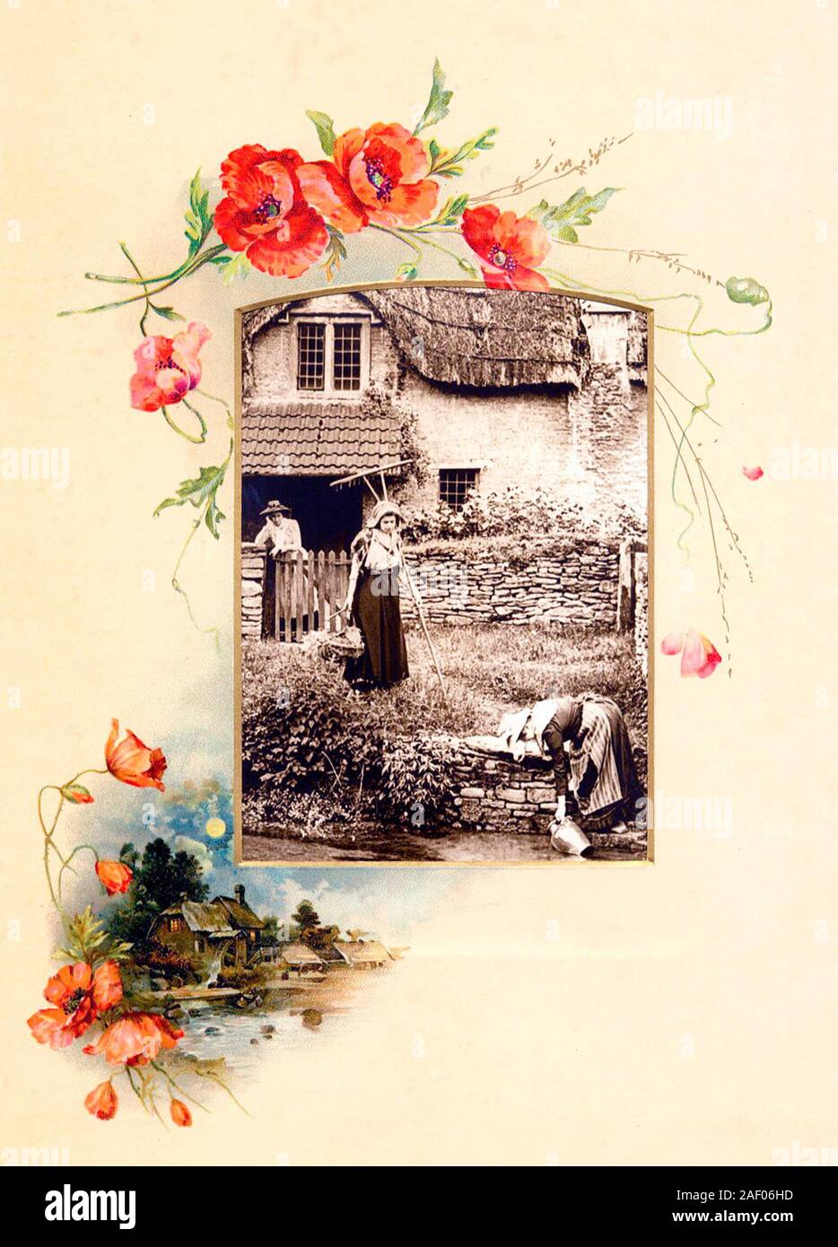 Victorian floral greetings card design, A6 size, No. 14 Stock Photo - Alamy
