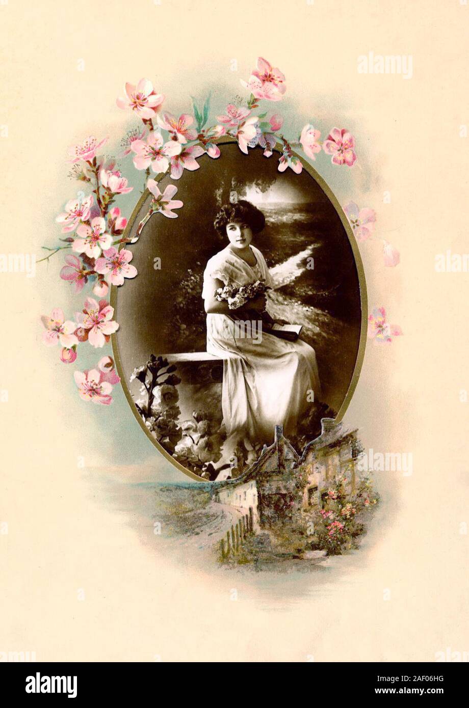 Victorian floral greetings card design, A6 size, No. 12 Stock Photo - Alamy