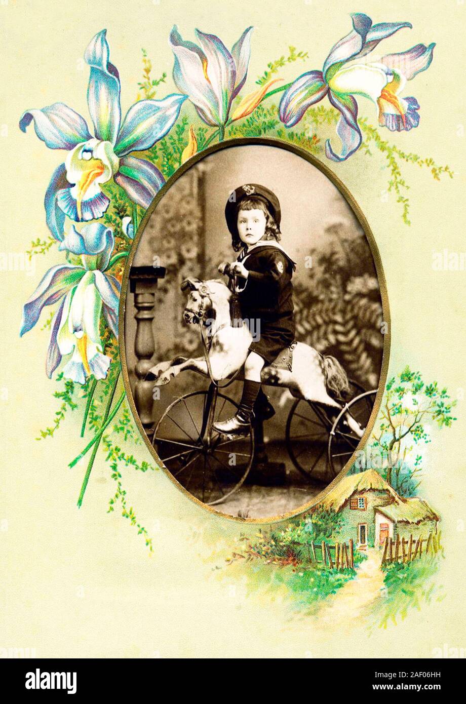 Victorian floral greetings card design, A6 size, No. 11 Stock Photo - Alamy
