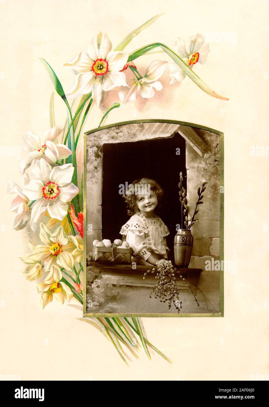 Victorian floral greetings card design, A6 size, No. 6 Stock Photo - Alamy