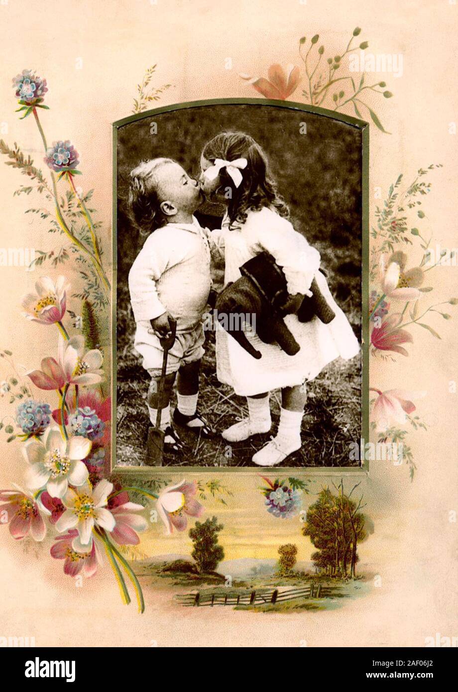 Victorian floral greetings card design, A6 size, No. 4 Stock Photo - Alamy