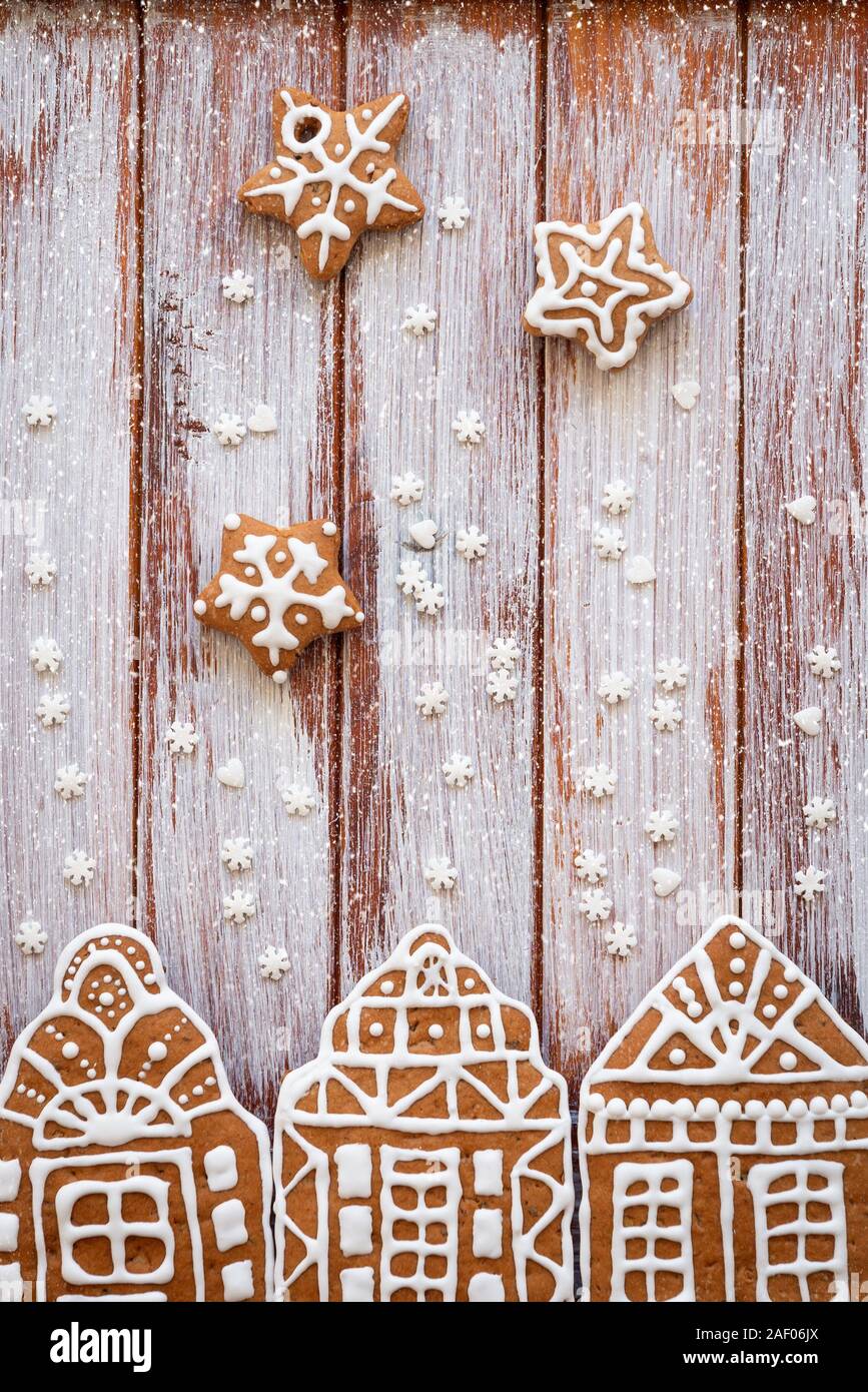 Gingerbread cookies in the shape of houses Stock Photo - Alamy