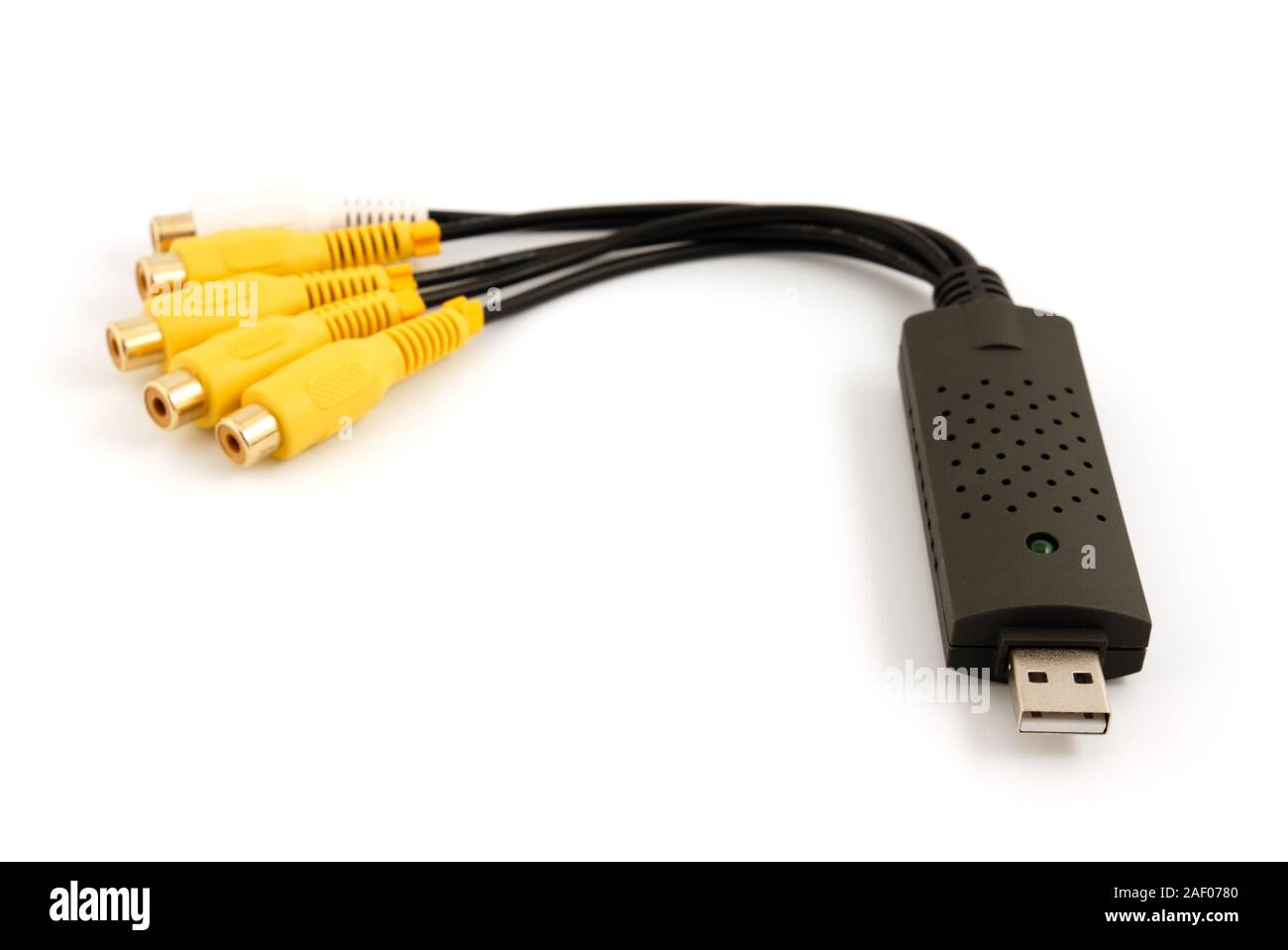 USB video audio capture adapter VHS to DVD hdd tv card on a white ...