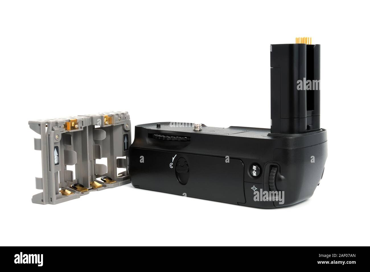 Battery grip for dslr cameras isolated on white background Stock Photo ...