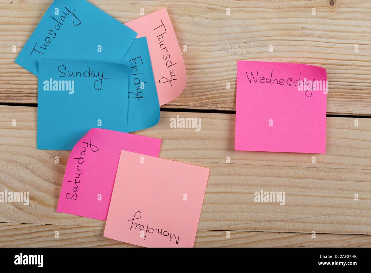The days of the week - the paper stickers attached to the board is ...