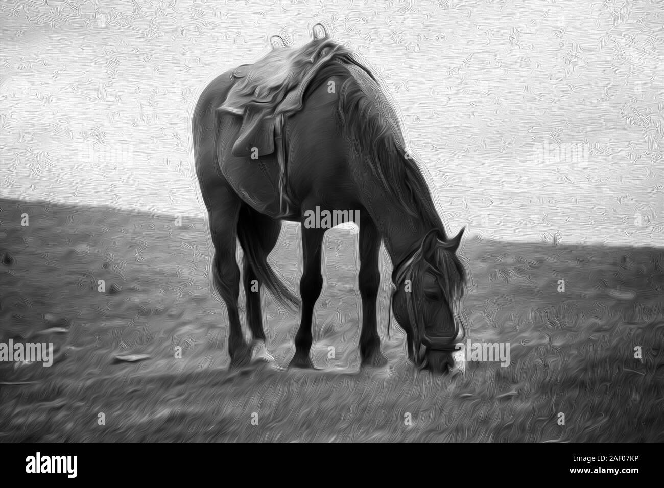 Landscape digital painting Black and White Stock Photos & Images - Alamy