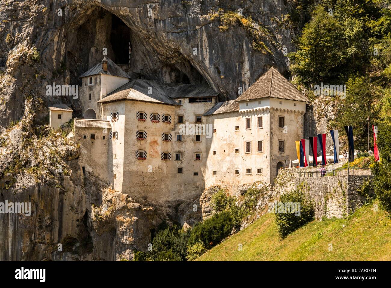 Predjama, Slovenia. The Predjamski Grad or Predjama Castle, a ...