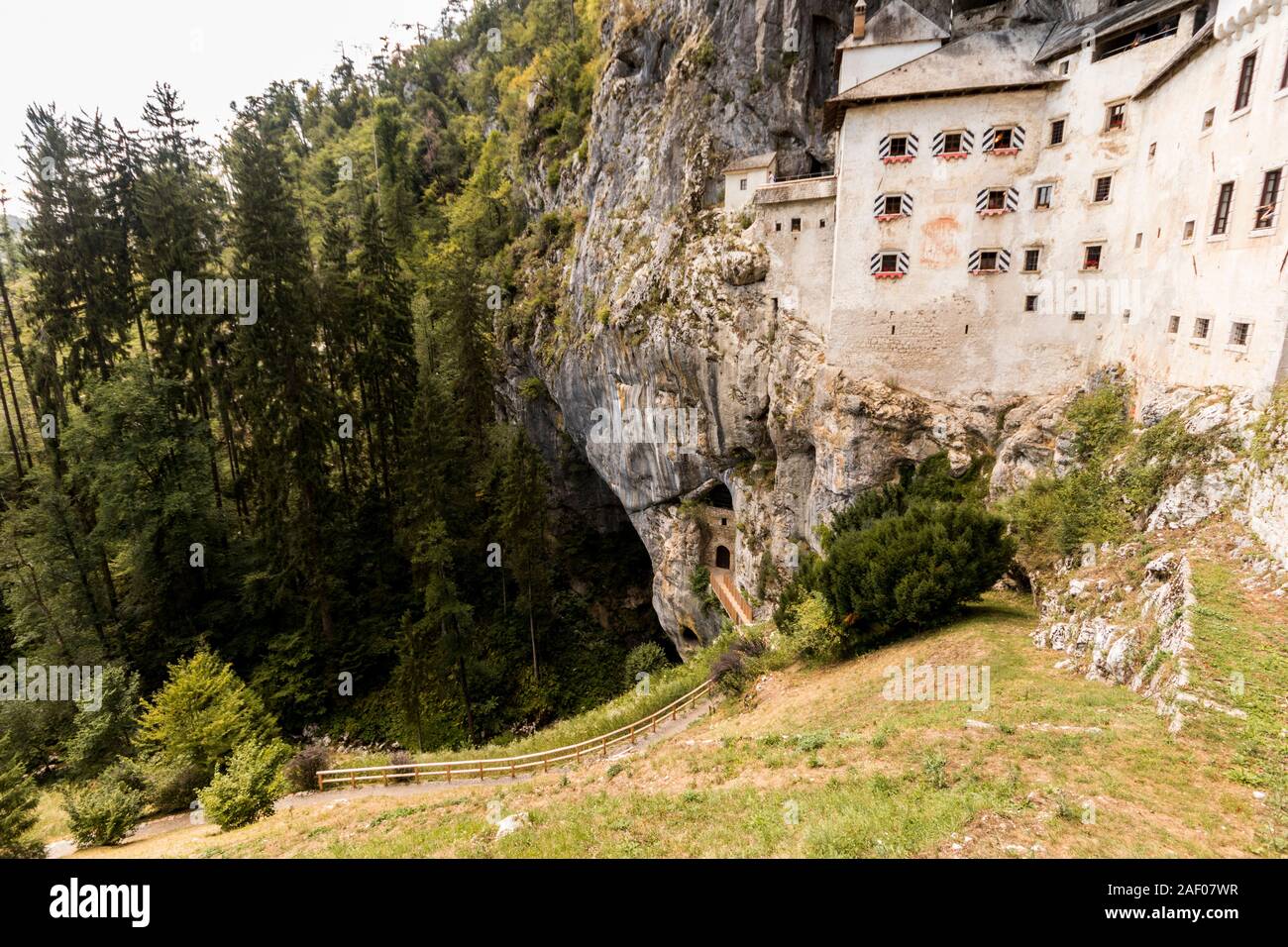 Predjama, Slovenia. The Predjamski Grad or Predjama Castle, a ...