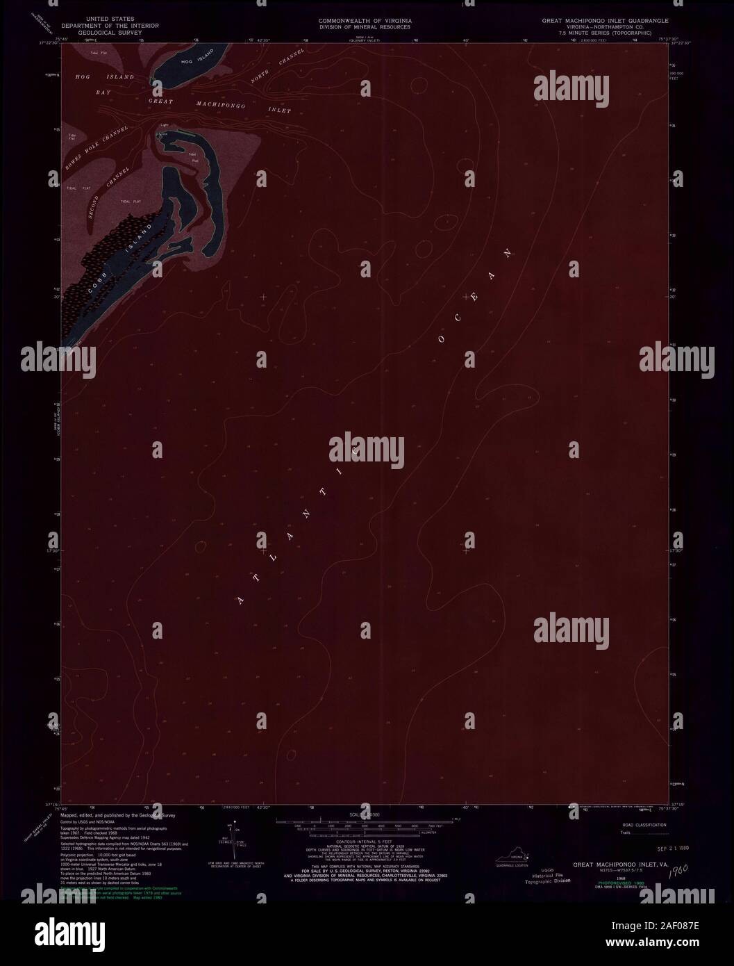 VA Great Machipongo Inlet 185207 1968 24000 Inverted Stock Photo - Alamy