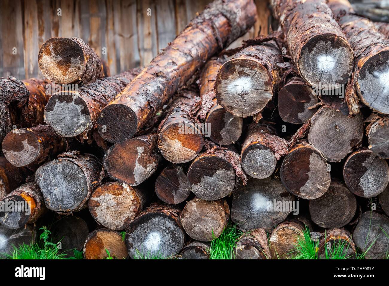 Timber storage area where a large amount of wood is stored at Kiruna ...