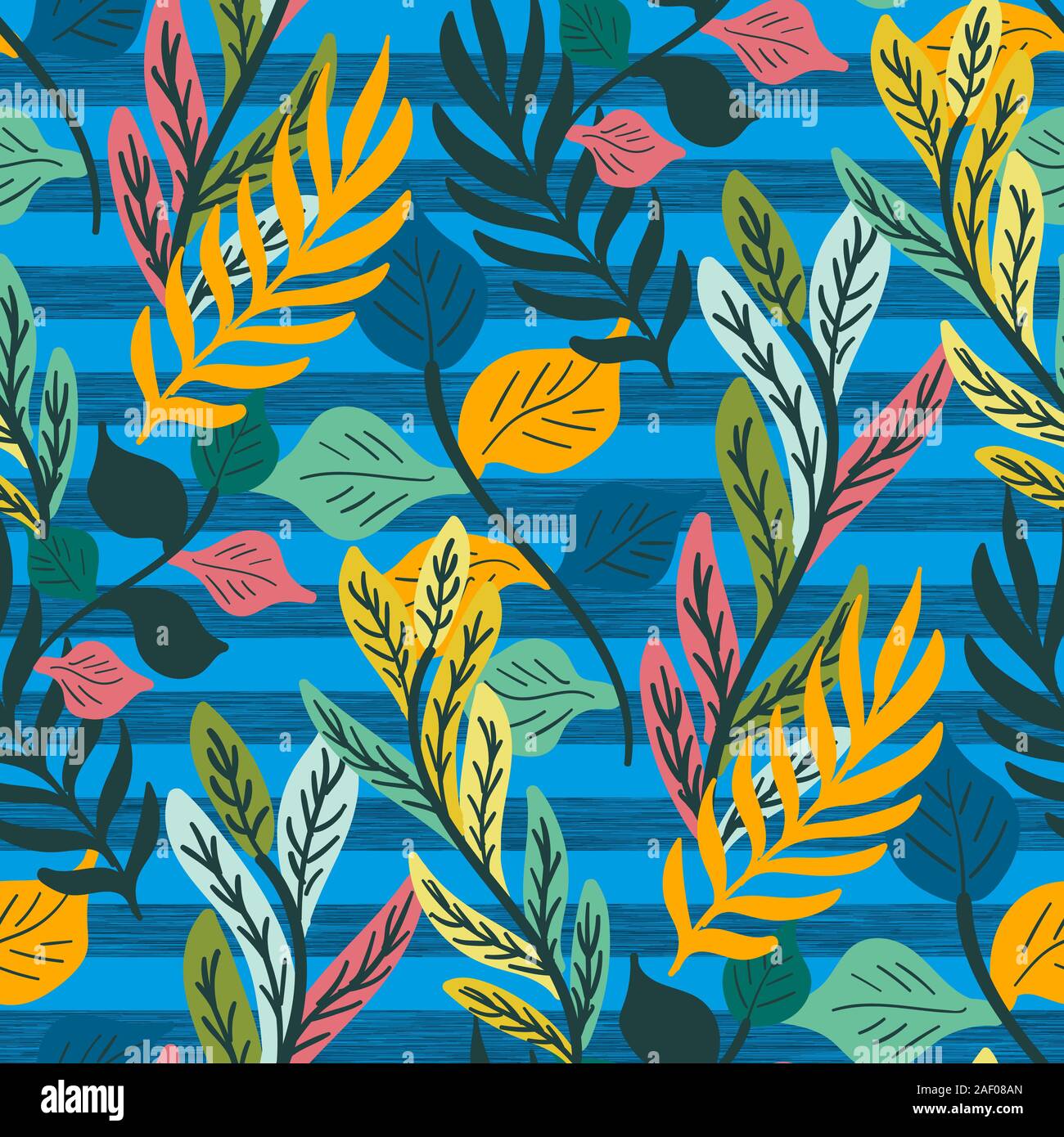 Colorful tropical leaf and fern seamless pattern Stock Vector Image ...