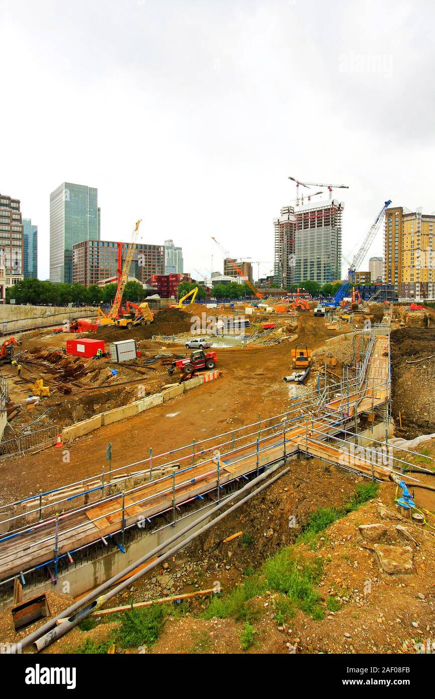 Ground level of new building construction site Stock Photo - Alamy