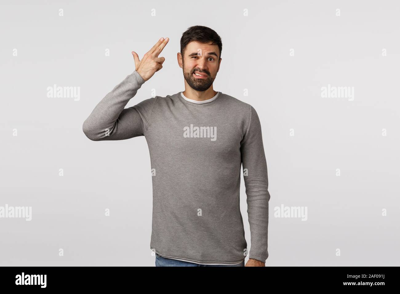 Kill me please. Bothered and tired, annoyed attractive caucasian ...