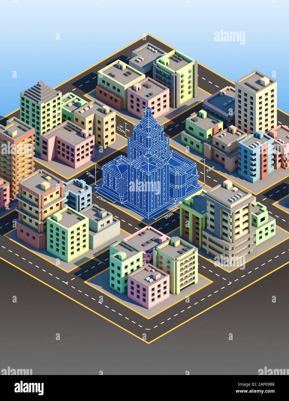 Concept of urban planning isometric 3D render Stock Photo - Alamy