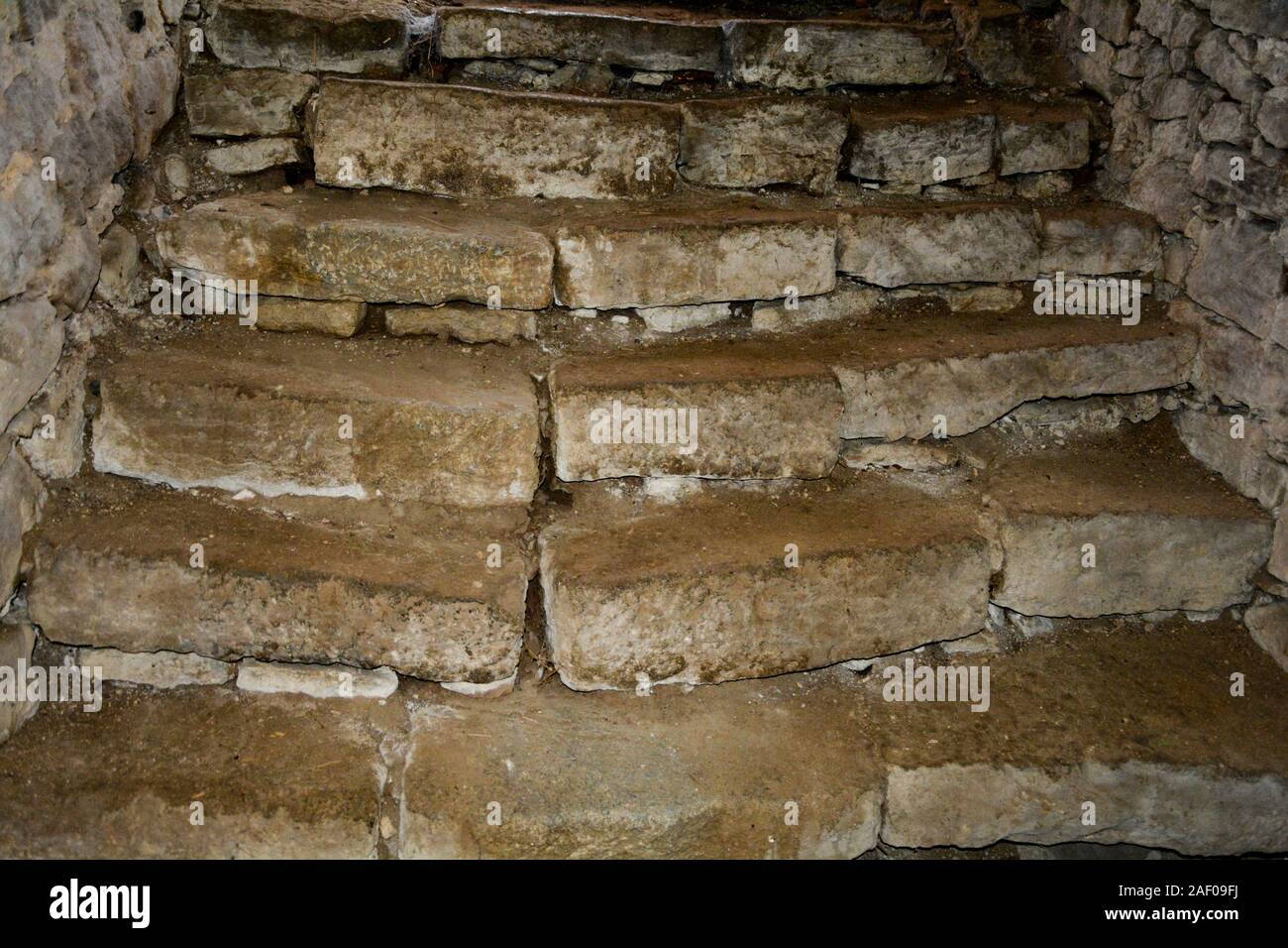 Old stepped stone steps in a castle in detail Stock Photo - Alamy