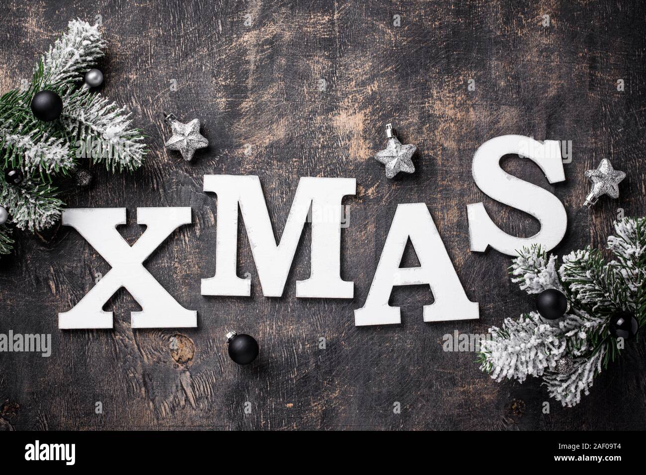 Christmas background with letters XMAS Stock Photo - Alamy