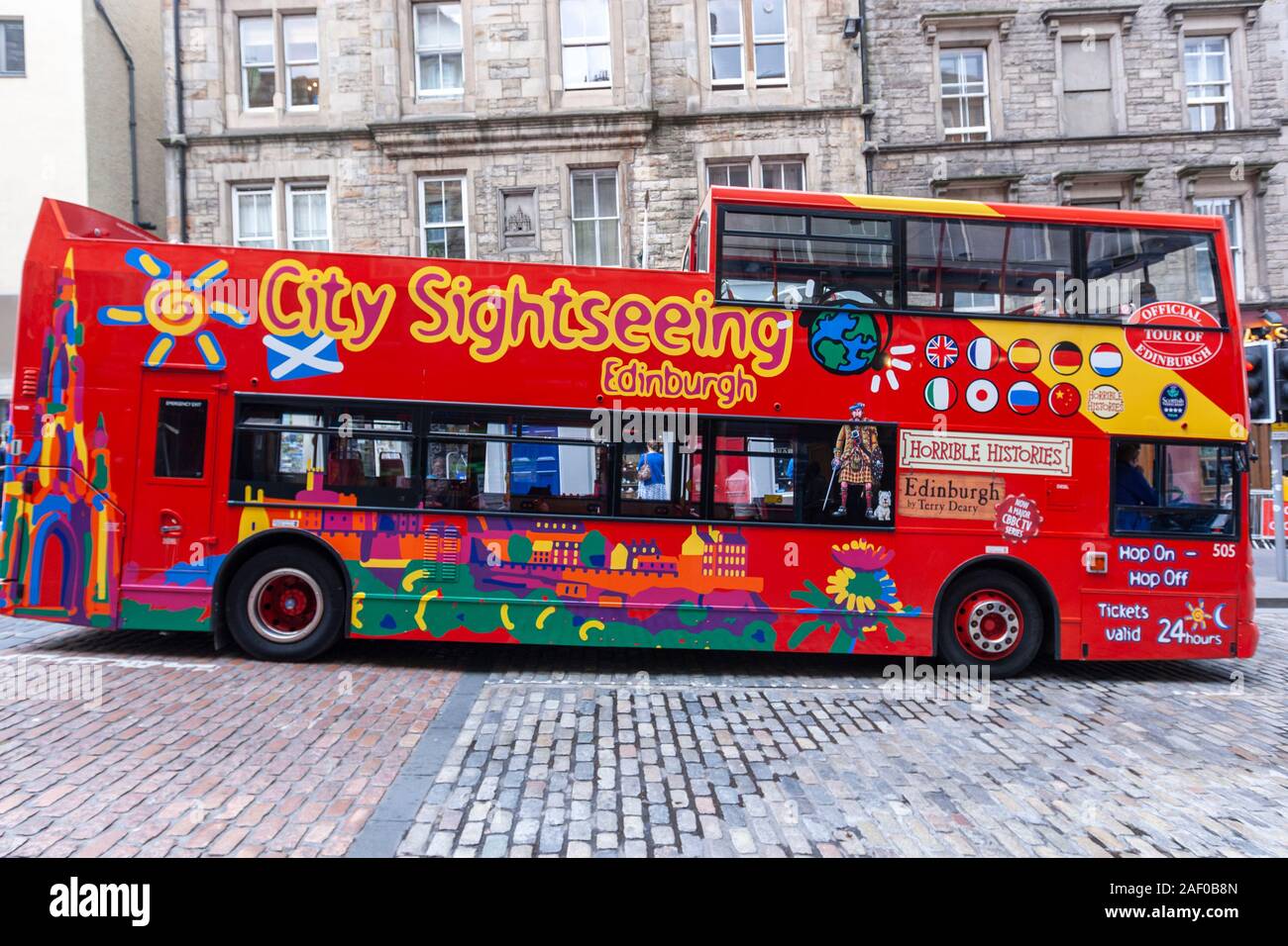 Double deck city sightseeing bus in Edinburgh, Scotland, UK Stock Photo ...
