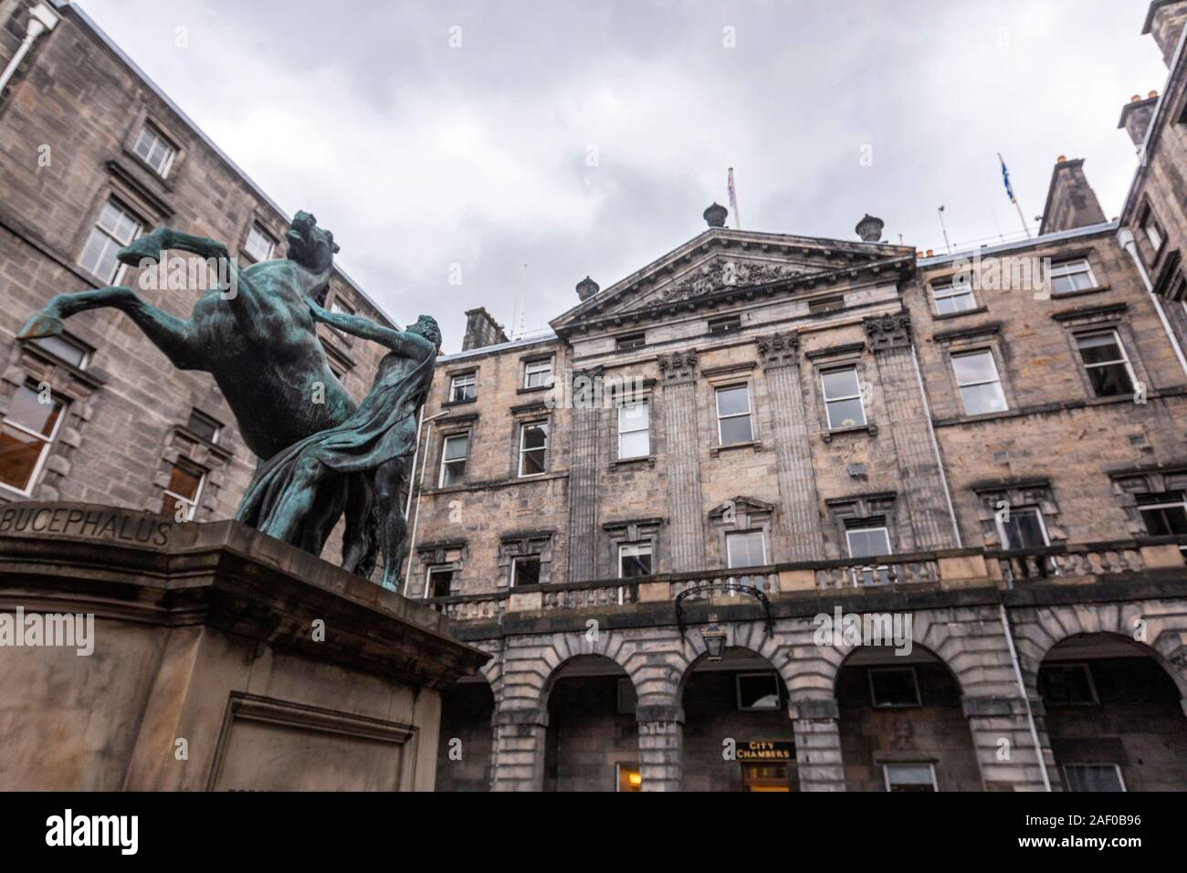 Alexander and Bucephalus Statue, Edinburgh's City Chambers., High St ...