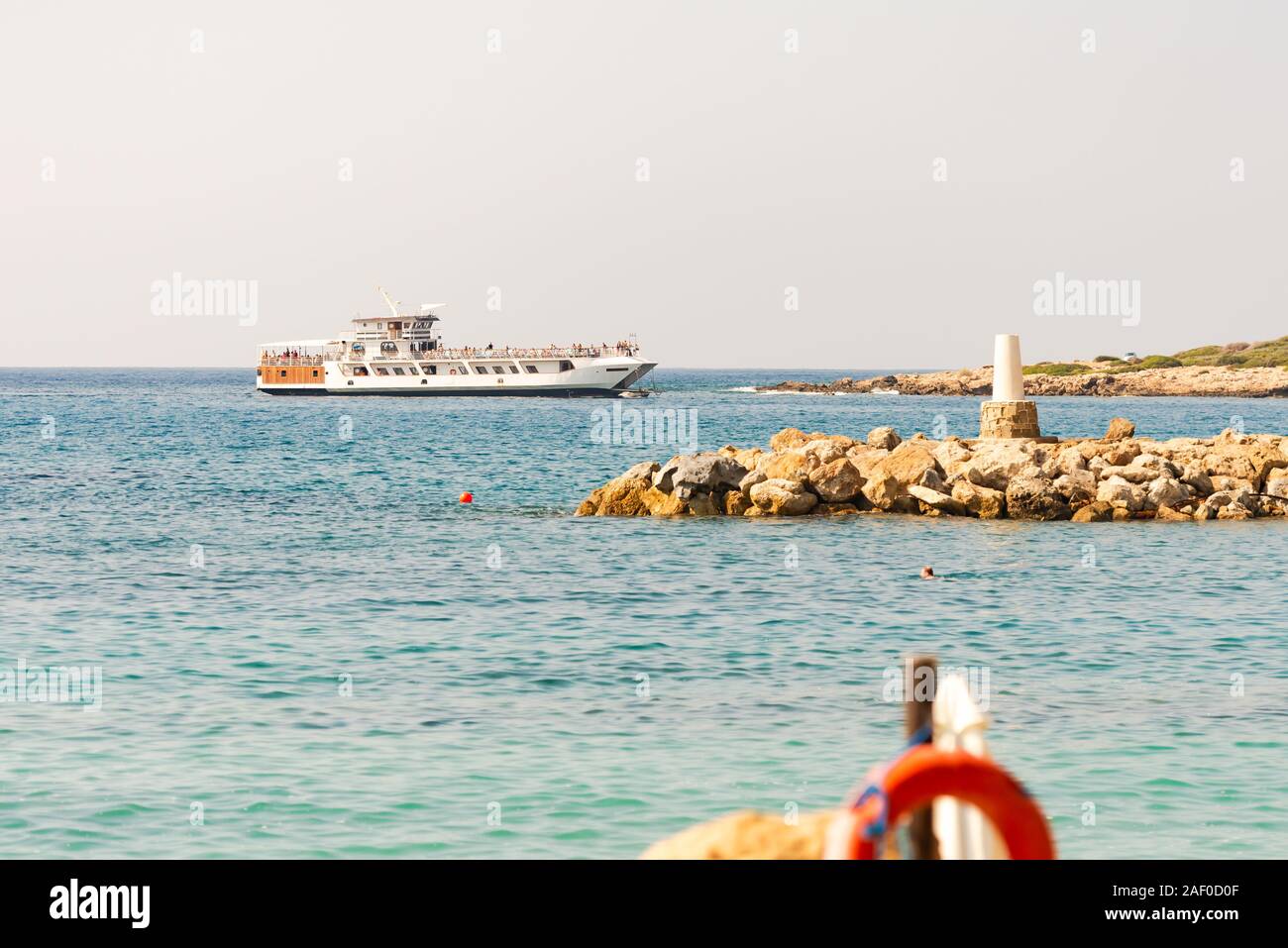 Pathos. Cyprus. The November 2019. The pleasure ship. The white ship ...