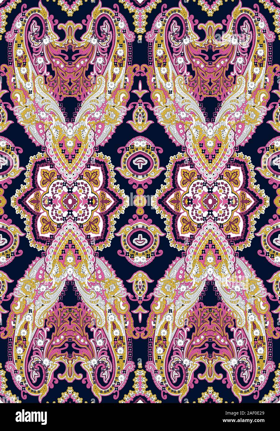 seamless traditional paisley floral background Stock Photo - Alamy