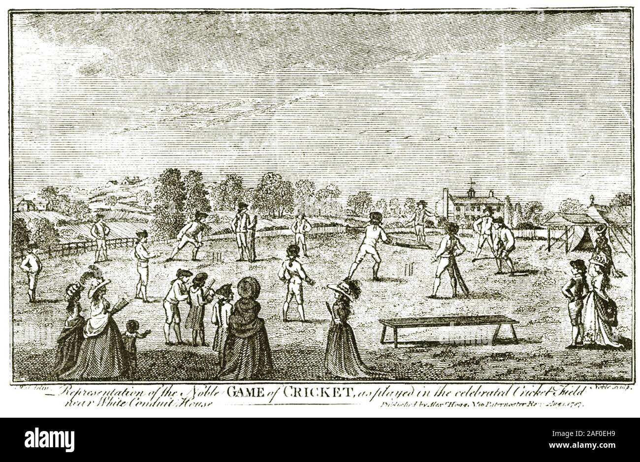 CRICKET at White Conduit Fields, Islington,north London, in a 1767 ...
