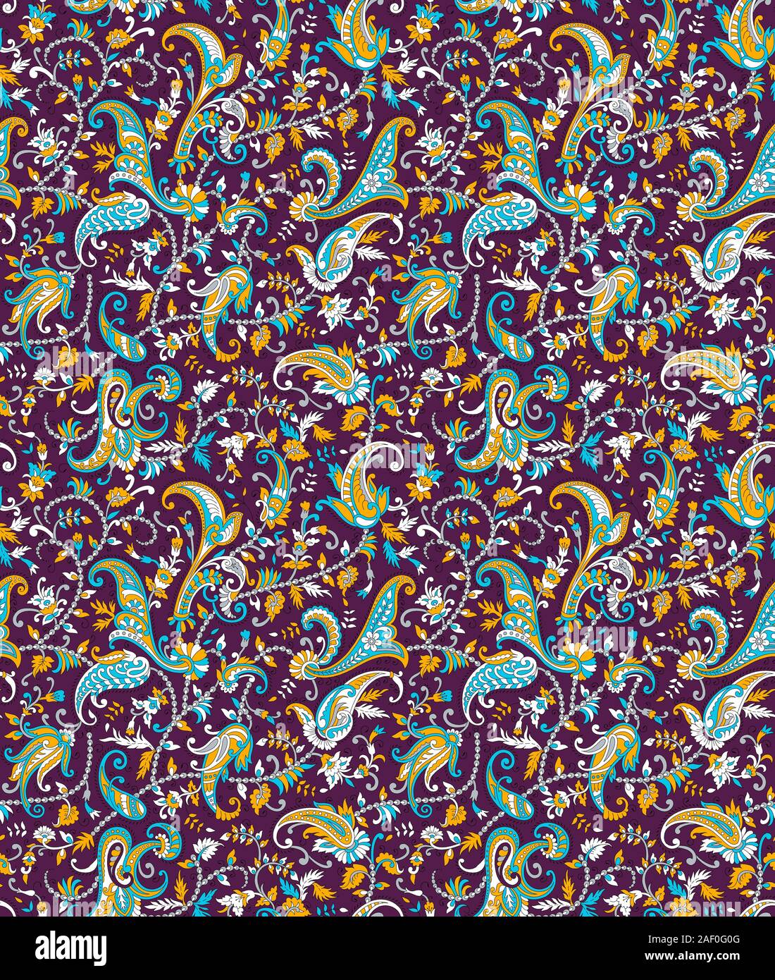seamless traditional paisley floral background Stock Photo - Alamy