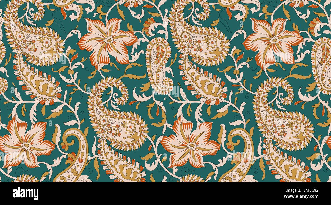 seamless traditional paisley floral background Stock Photo - Alamy