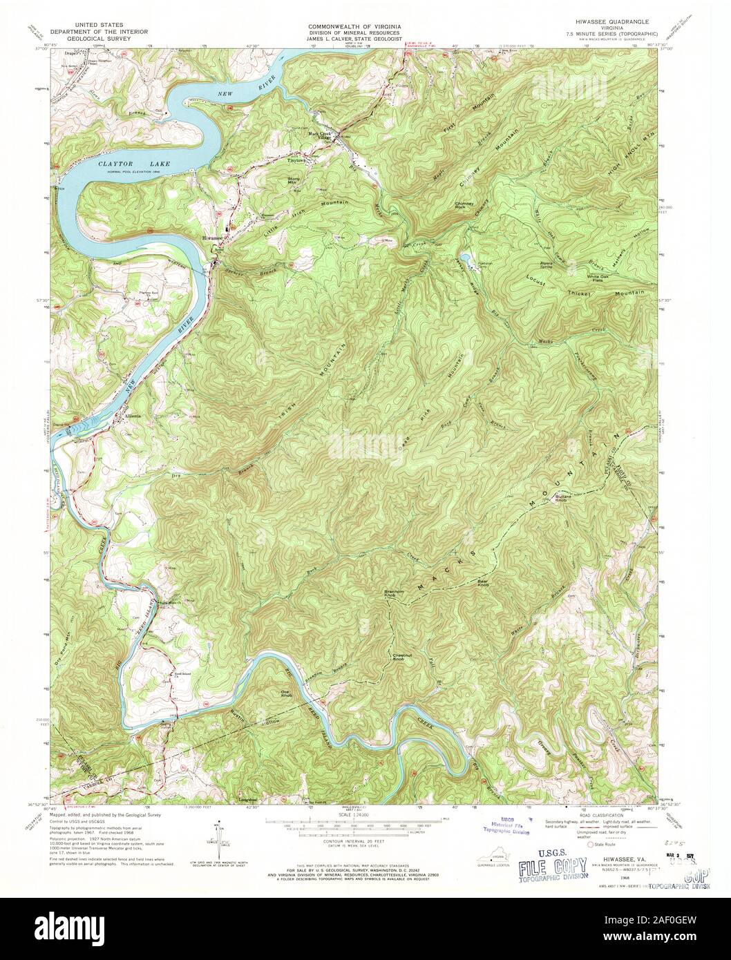 VA Hiwassee 185389 1968 24000 Stock Photo - Alamy