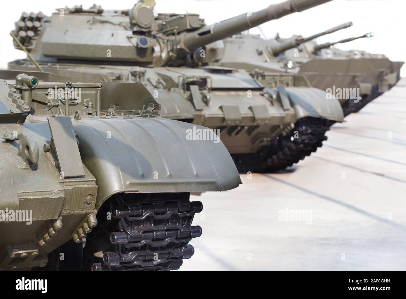 Russian tanks standing in row outside Stock Photo - Alamy