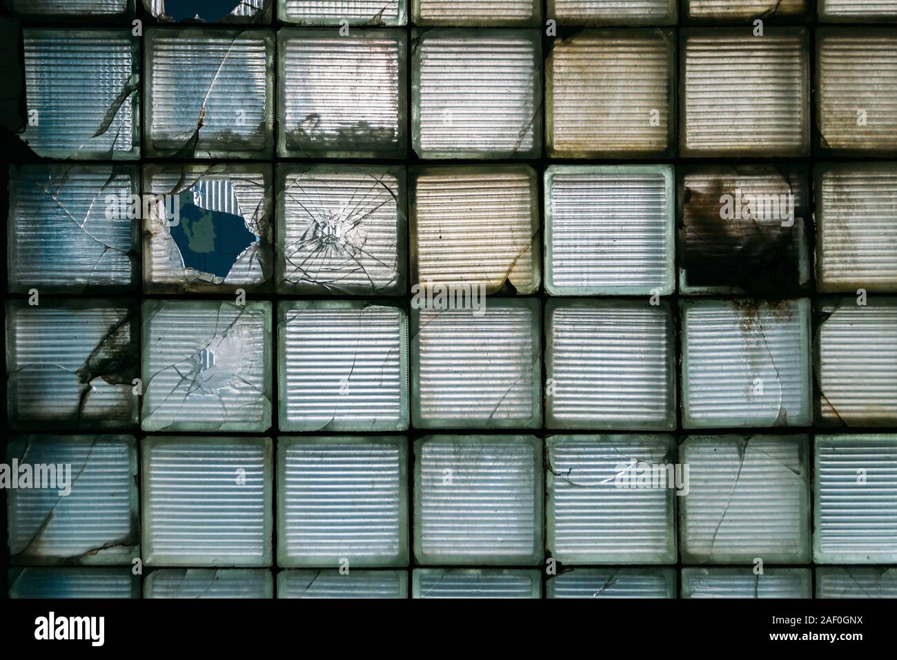 Surface of dirty broken glass block window Stock Photo - Alamy