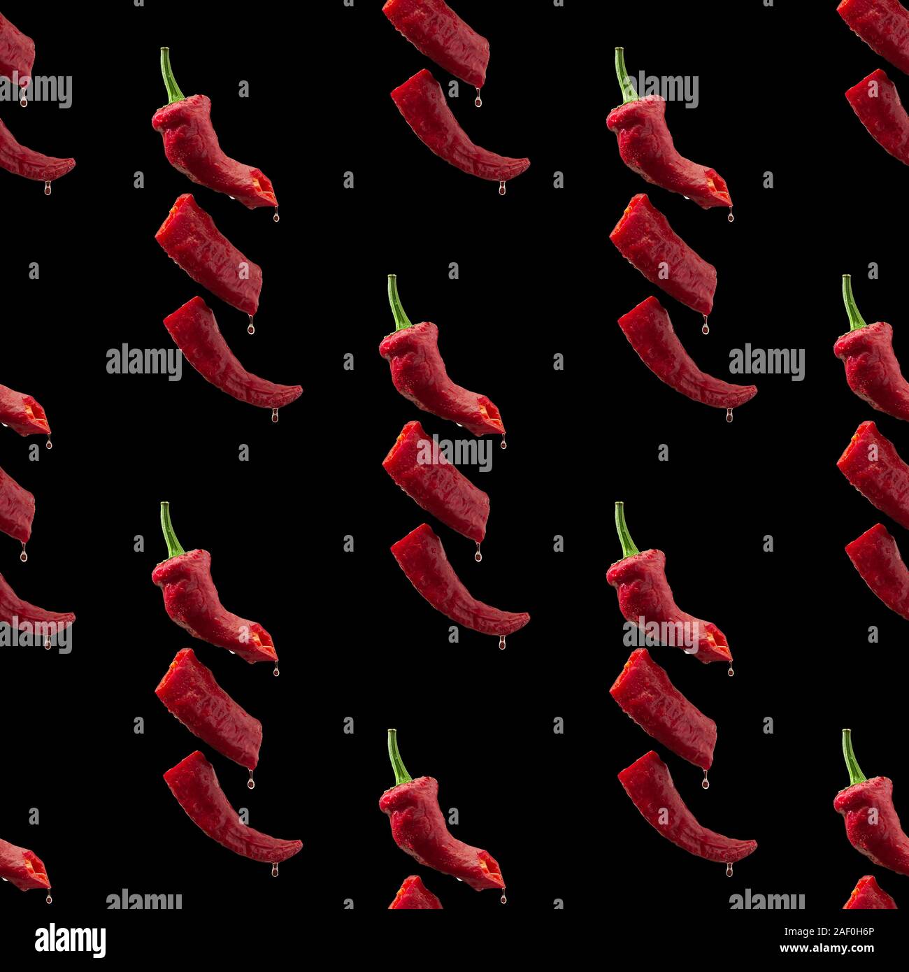Creative seamless background with flying red bitter pepper Stock Photo ...