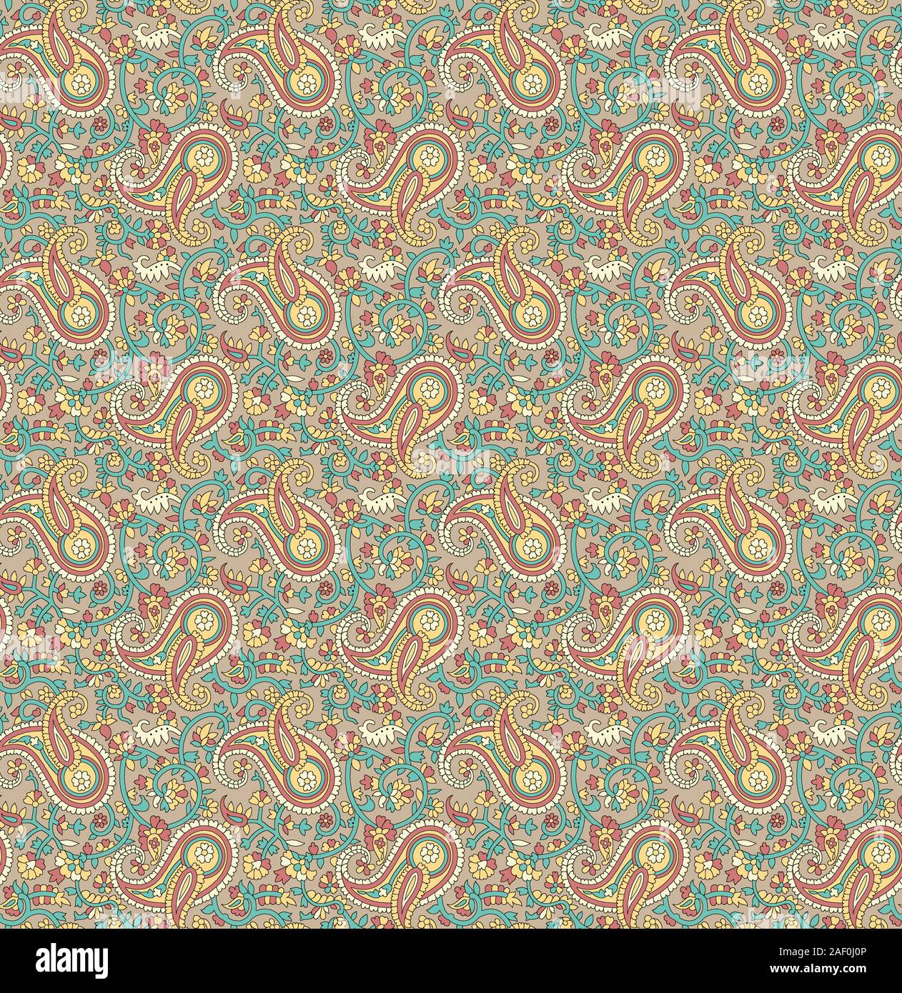 seamless traditional paisley floral background Stock Photo - Alamy