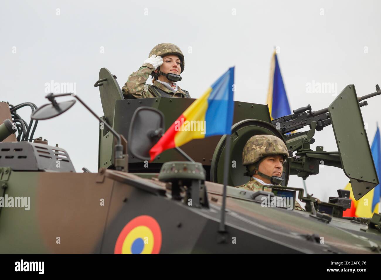 Bucharest, Romania - December 01, 2019: Female soldier (woman in the ...