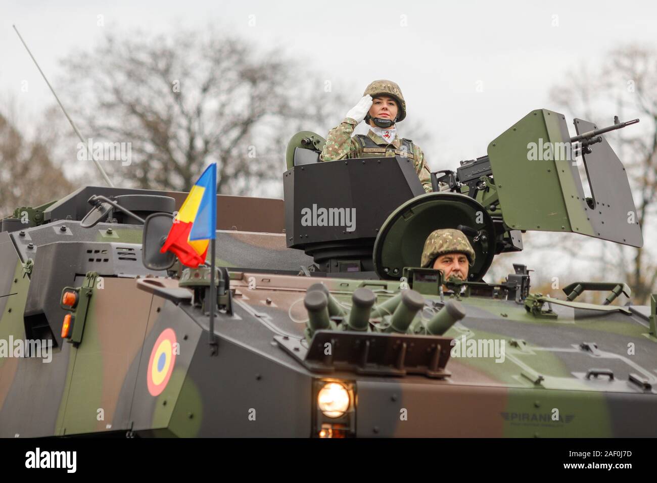 Bucharest, Romania - December 01, 2019: Female soldier (woman in the ...
