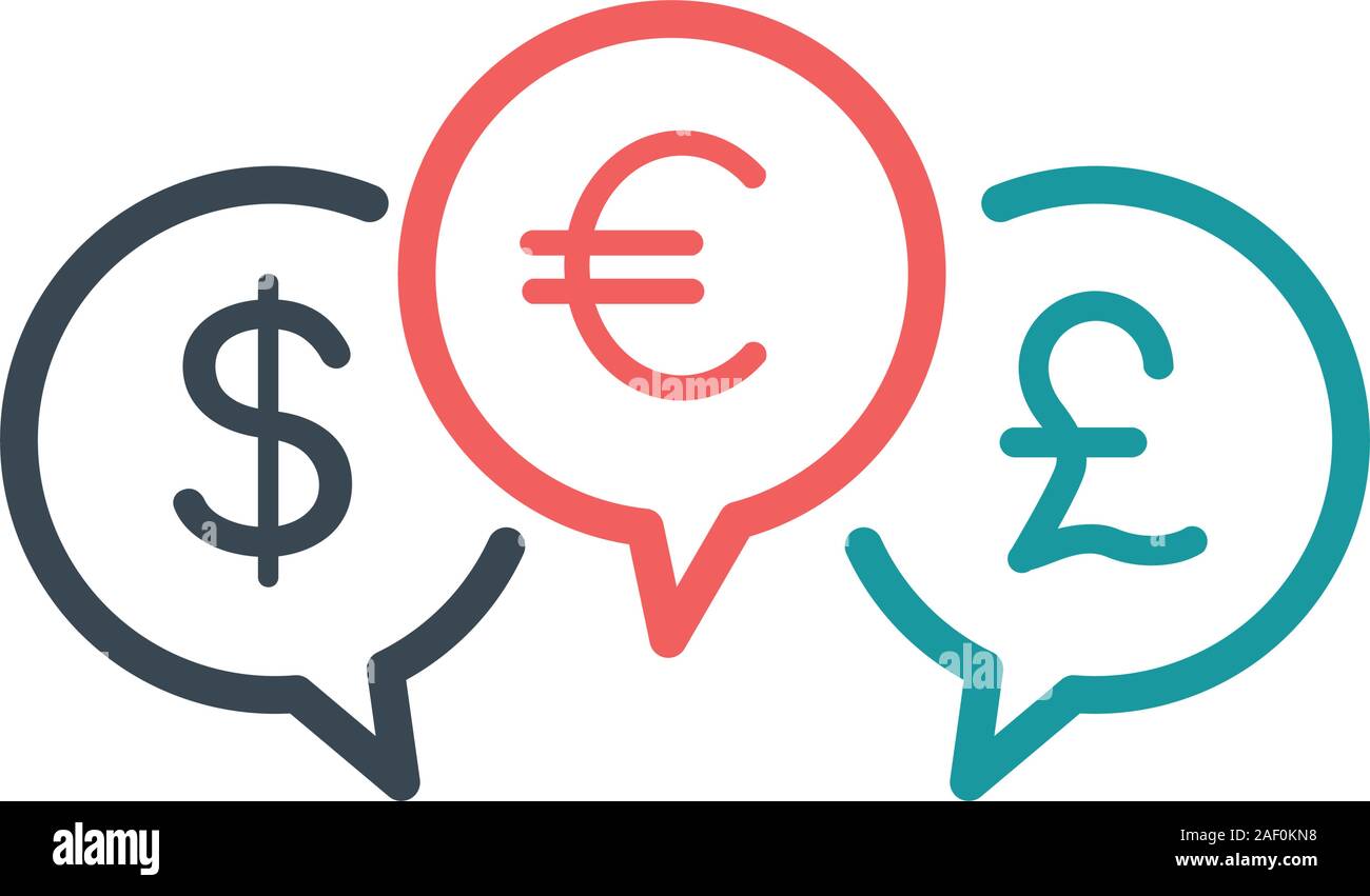 Money exchange in three Chat bubble design. Banking currency sign. Euro ...