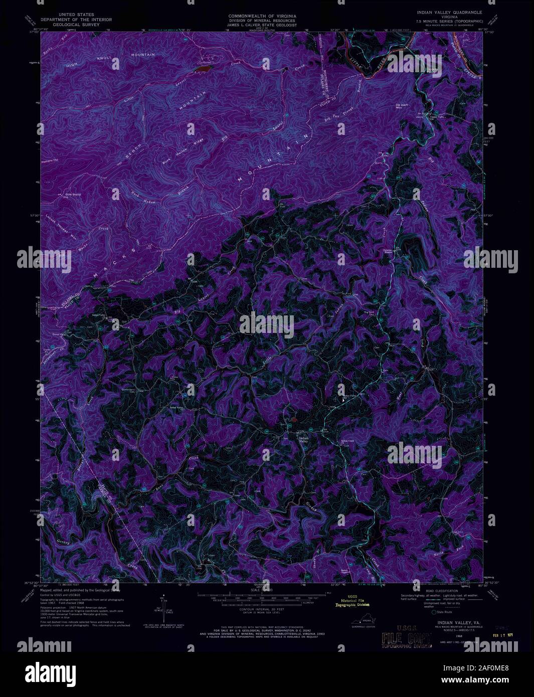 VA Indian Valley 185457 1968 24000 Inverted Stock Photo - Alamy