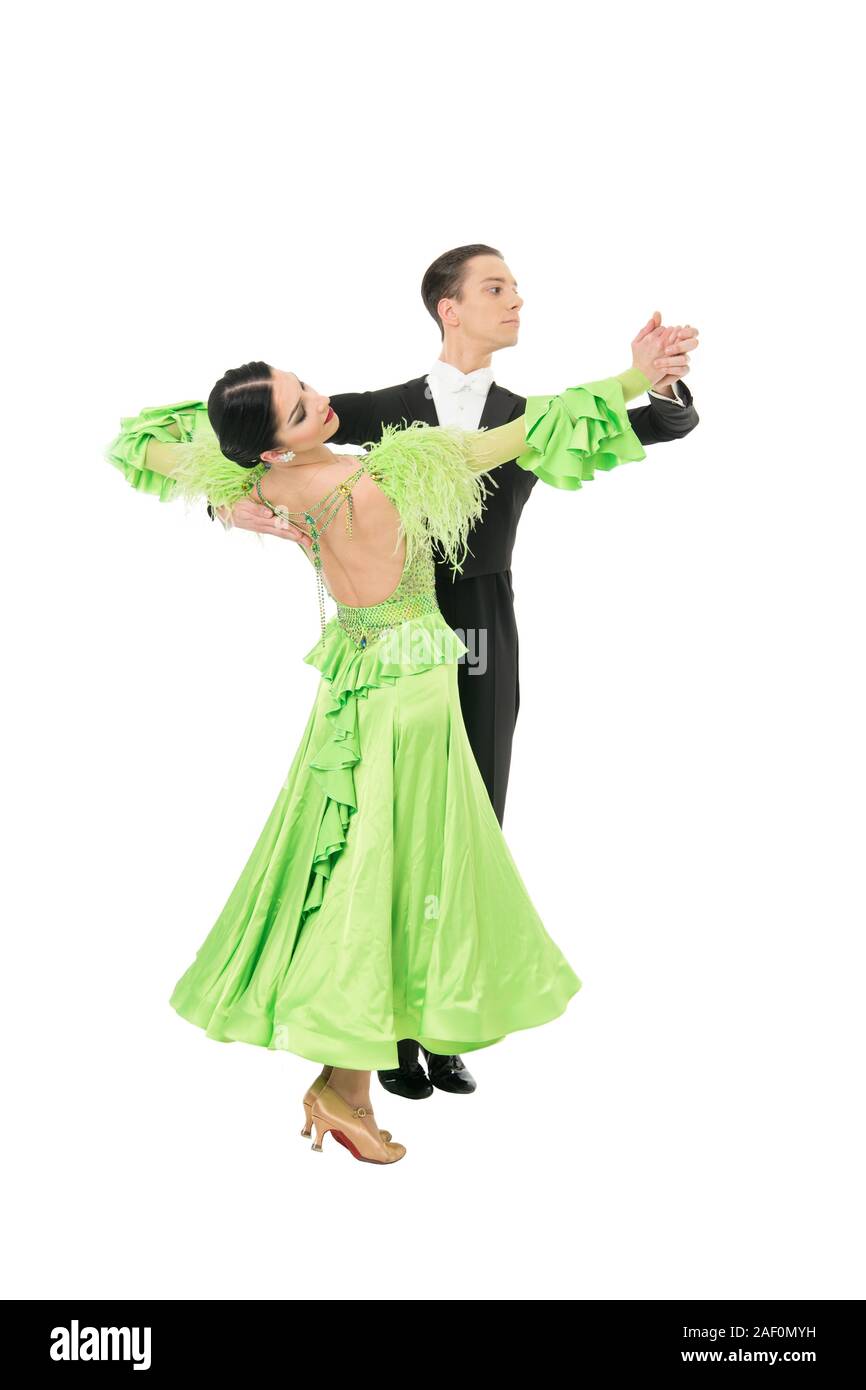 dance couple. ballroom dance couple in a dance pose isolated on white ...