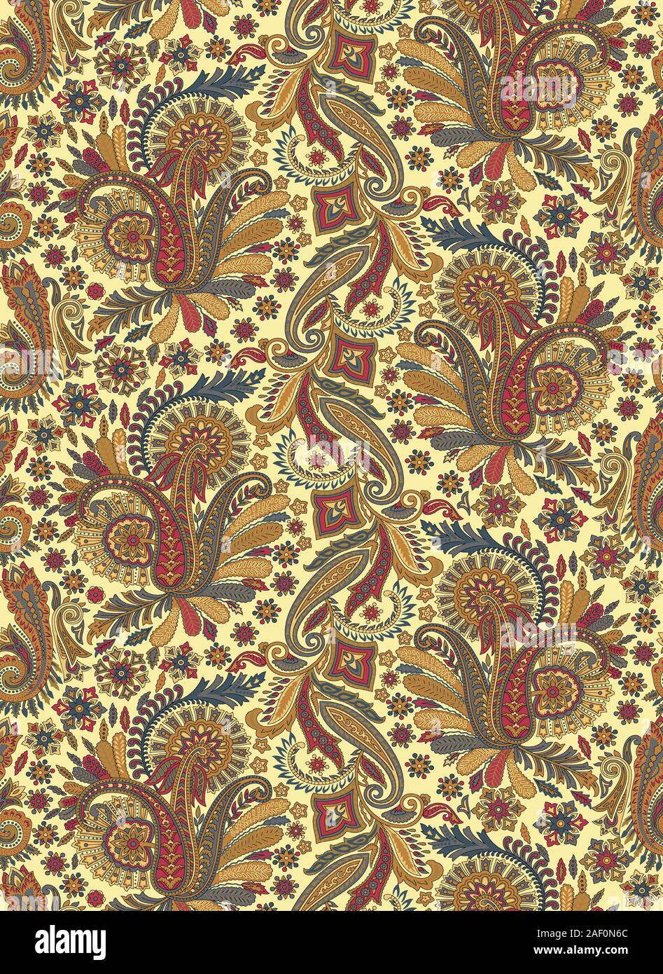 seamless traditional paisley floral background Stock Photo - Alamy