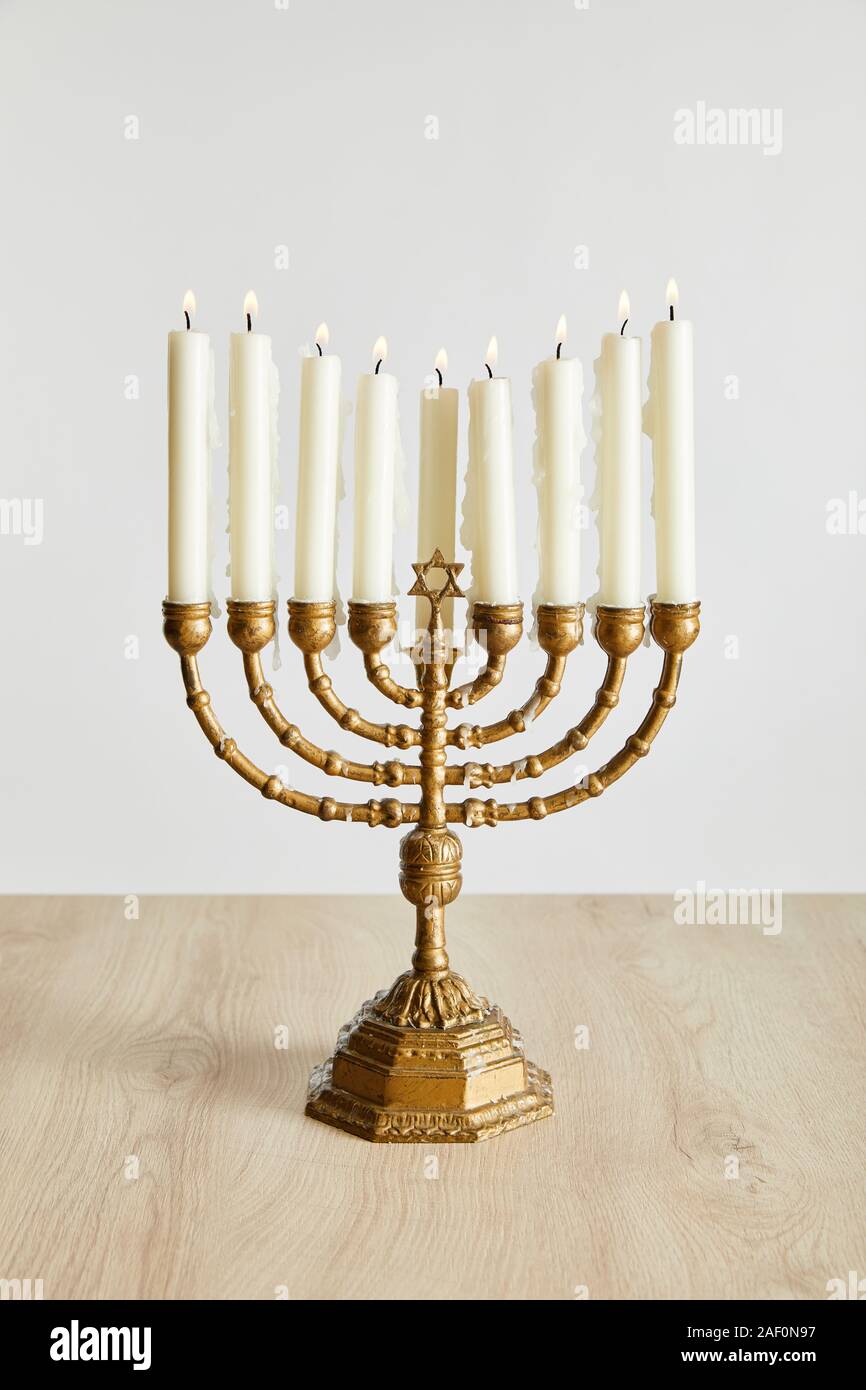 Menorah burning candles hanukkah on hi-res stock photography and images ...
