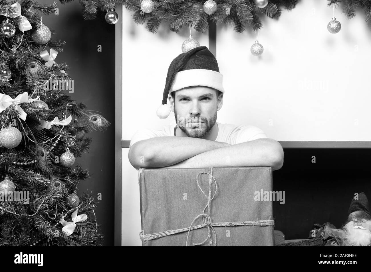 Holidays preparation celebration man Black and White Stock Photos ...