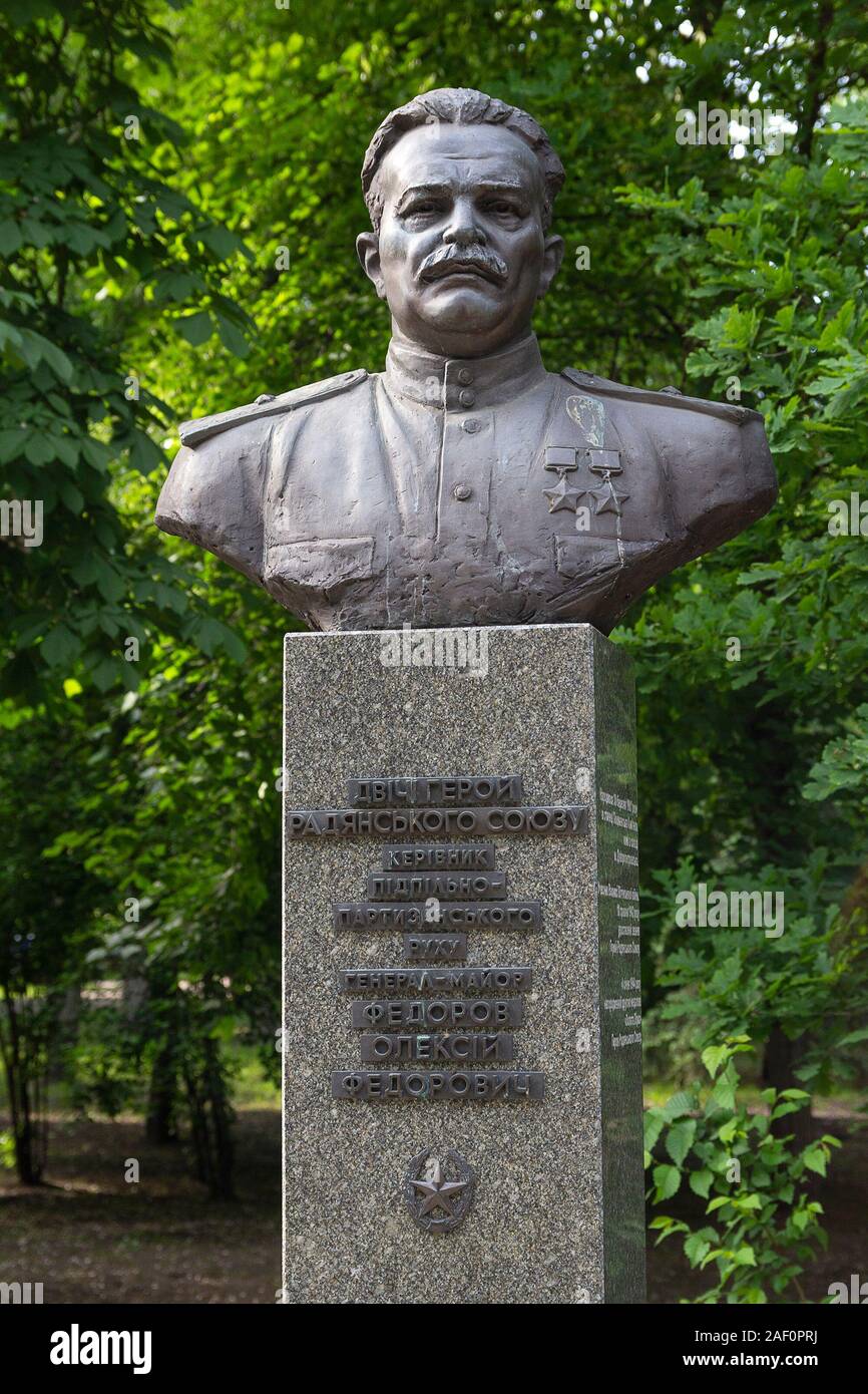 Kiev, Ukraine - May 18, 2019: Monument twice Hero of the Soviet Union ...