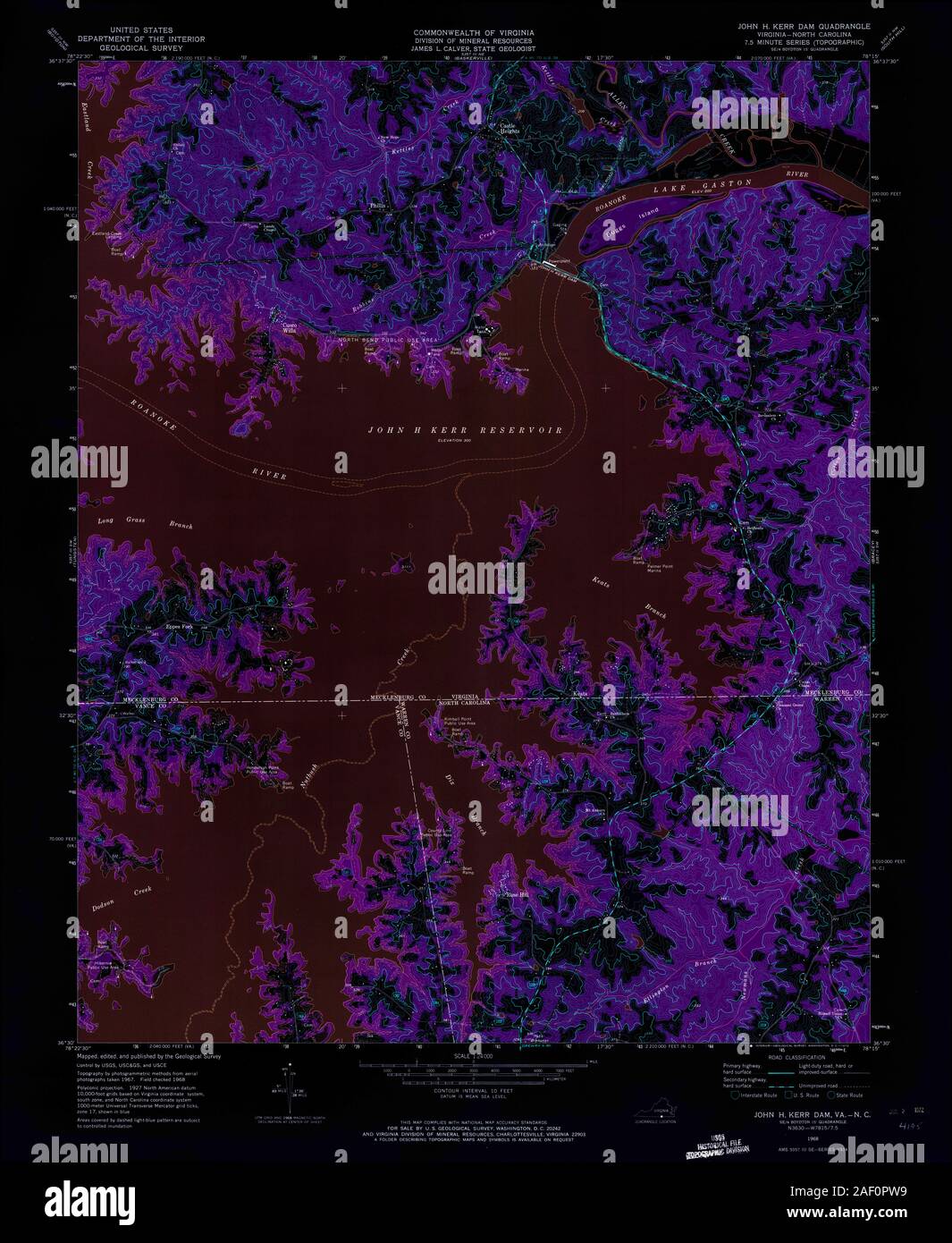 VA John H Kerr Dam 185520 1968 24000 Inverted Stock Photo - Alamy