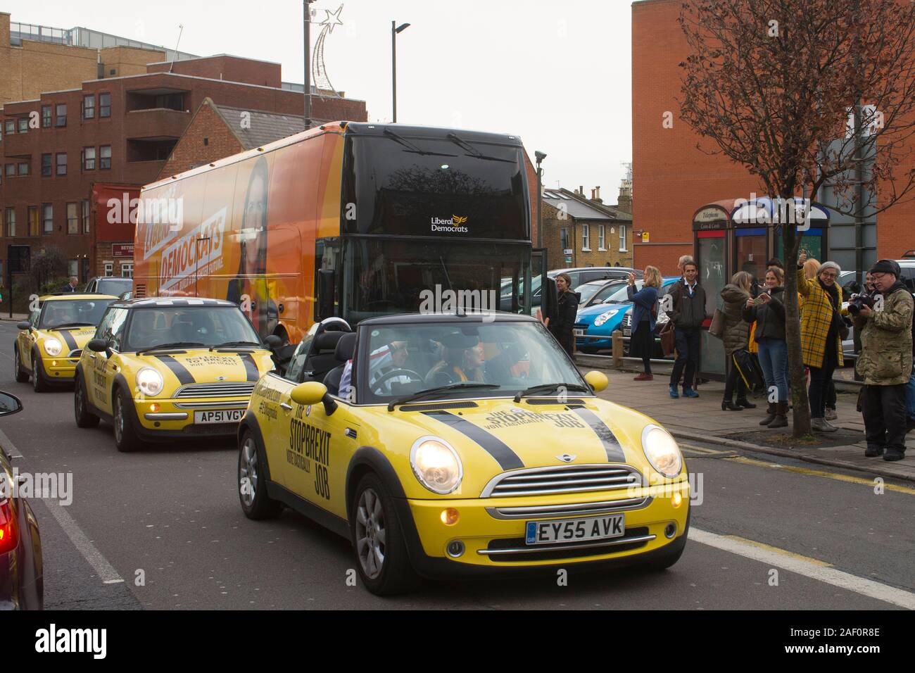 Wimbledon, London, UK - 11 Dec 2019 - EU Flag Mafia minis pass the ...