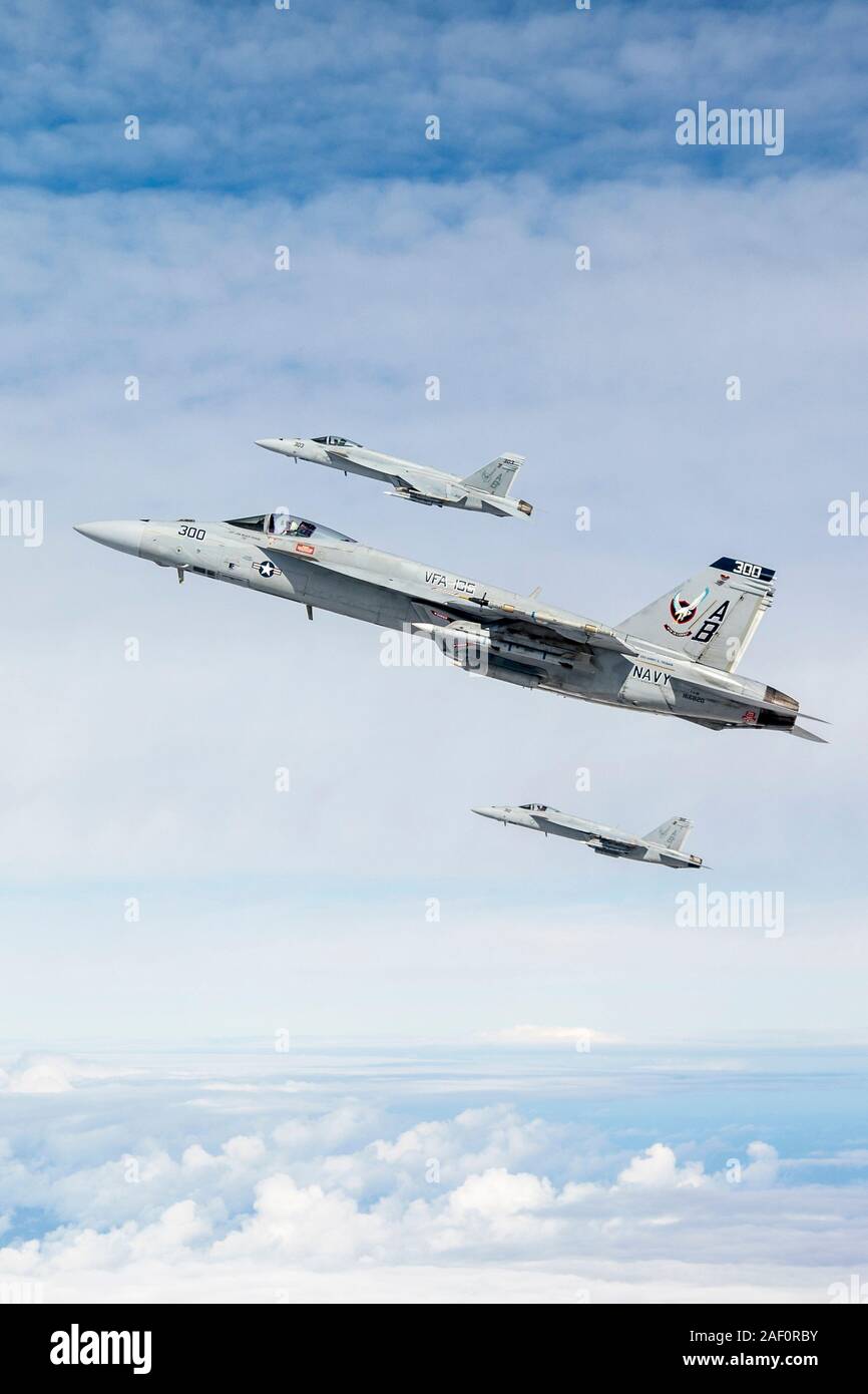 LEMOORE, California (March 7, 2019) Three F/A-18E aircraft from Naval ...