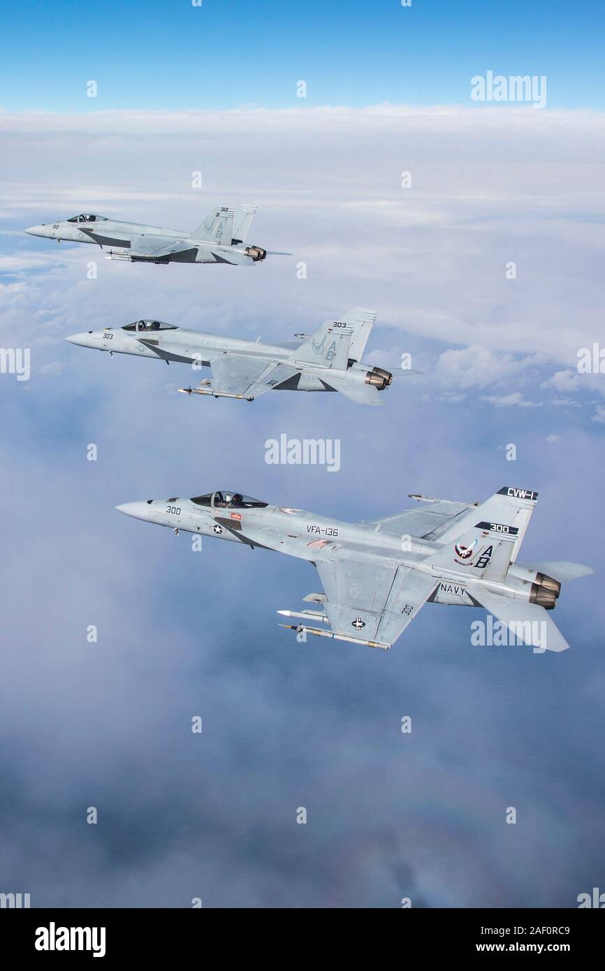 LEMOORE, California (March 7, 2019) Three F/A-18E aircraft from Naval ...